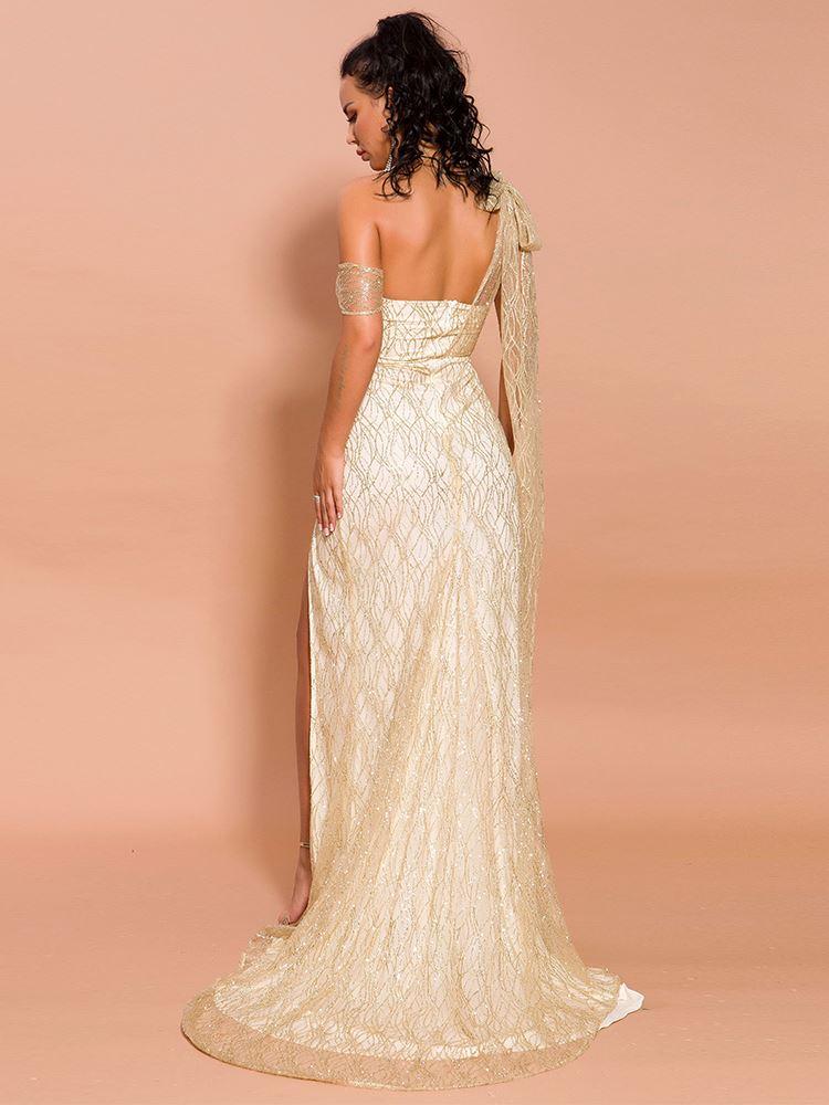Lucia Gold Glitter Gown – Micaah